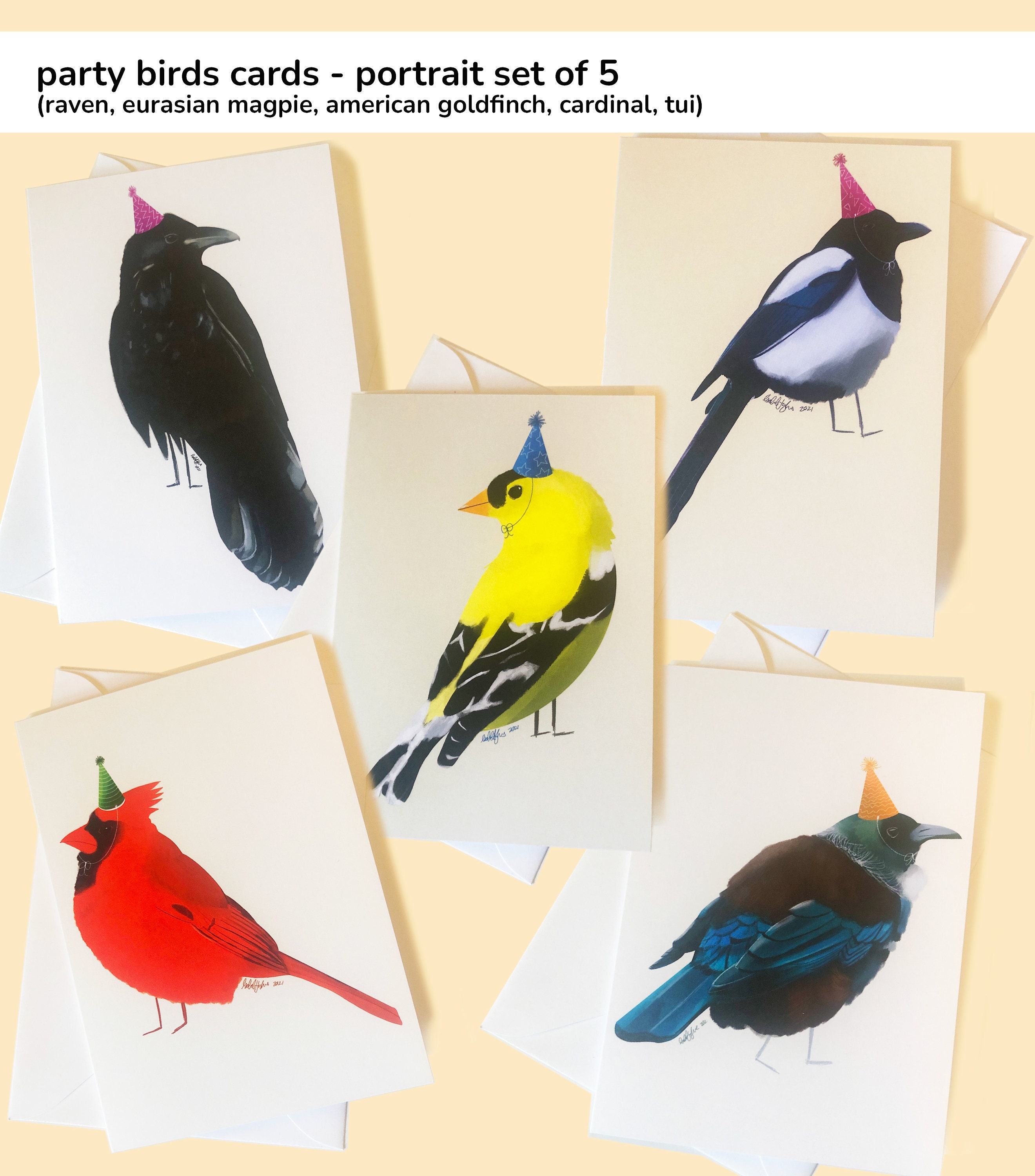 Party Birds 2.0 Portrait Blank Greeting Cards Perfect for - Etsy