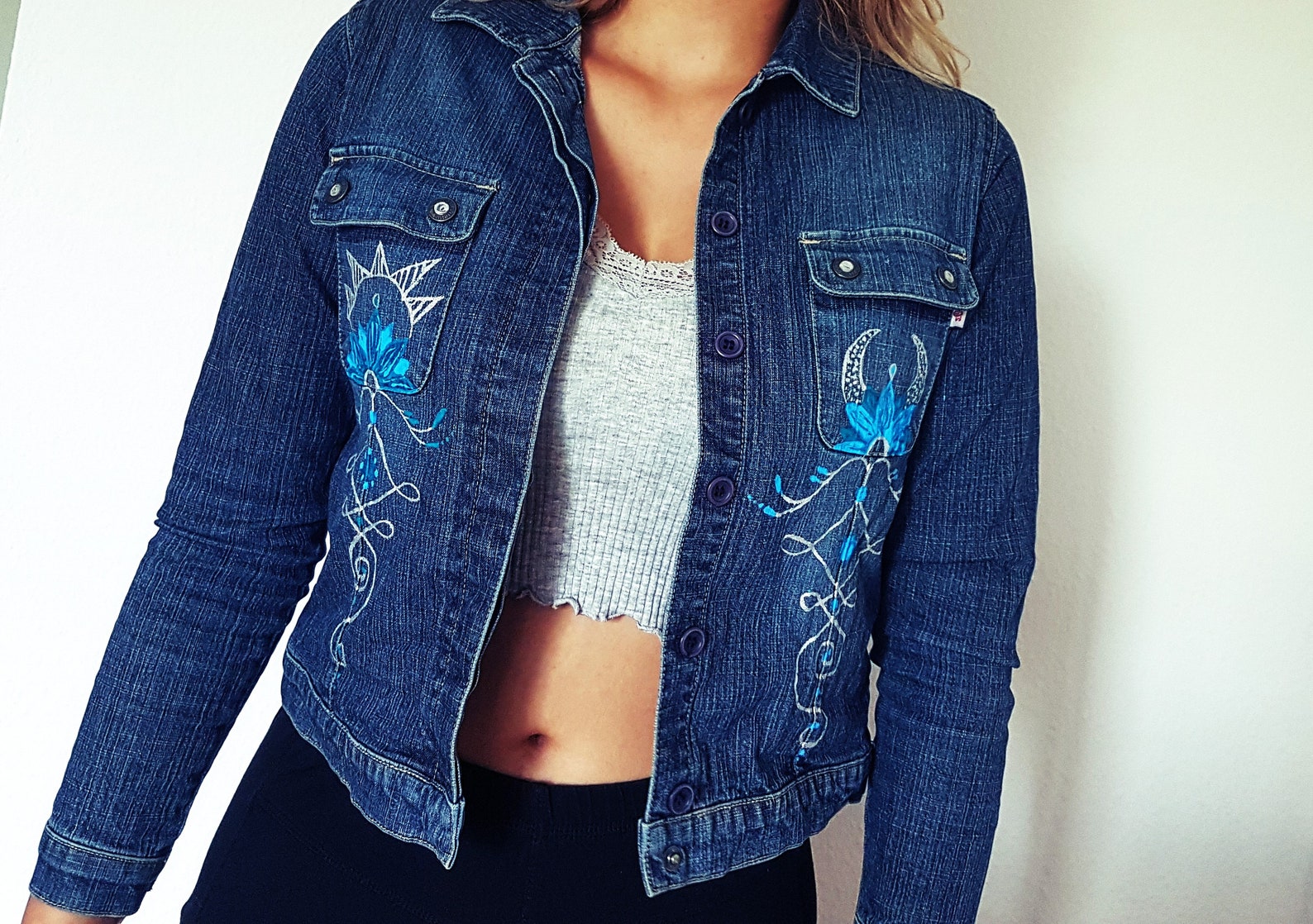 Hippie Jeansjacke - Denim Jacket for Travellers - Wanderlust - Custom ...