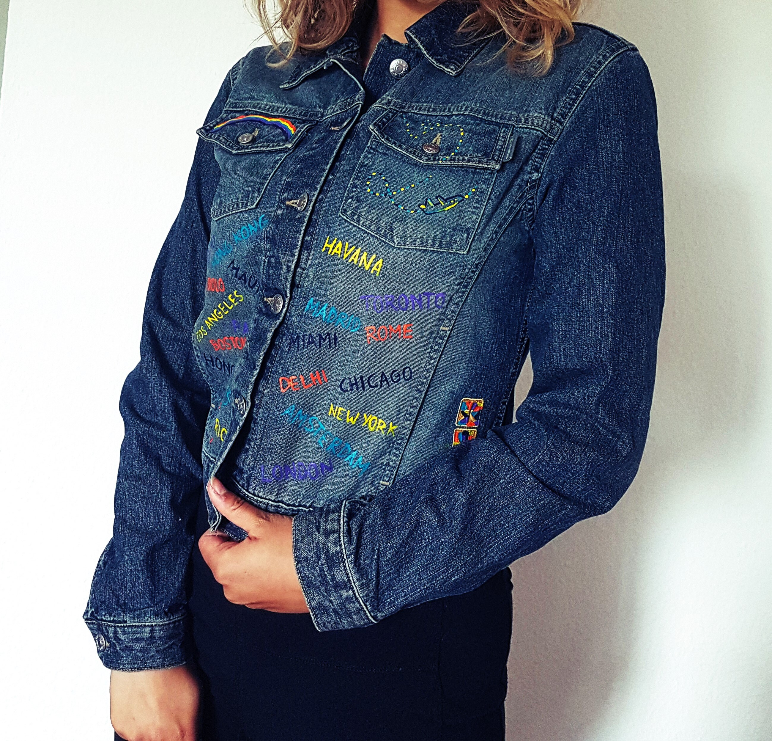 Hippie Jeansjacke - Denim Jacket for Travellers - Wanderlust - Custom ...