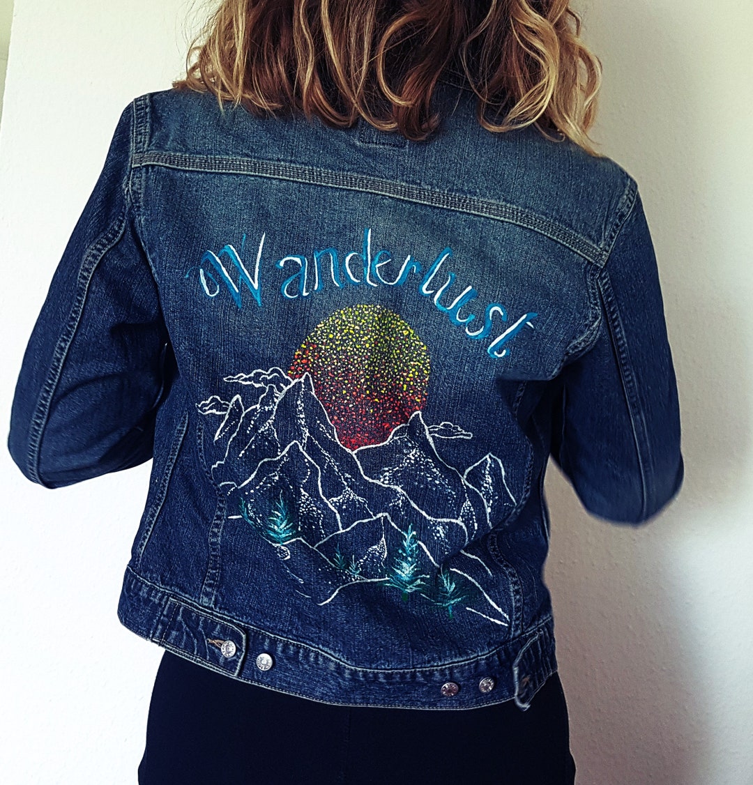 Hippie Jeansjacke - Denim Jacket for Travellers - Wanderlust - Custom ...