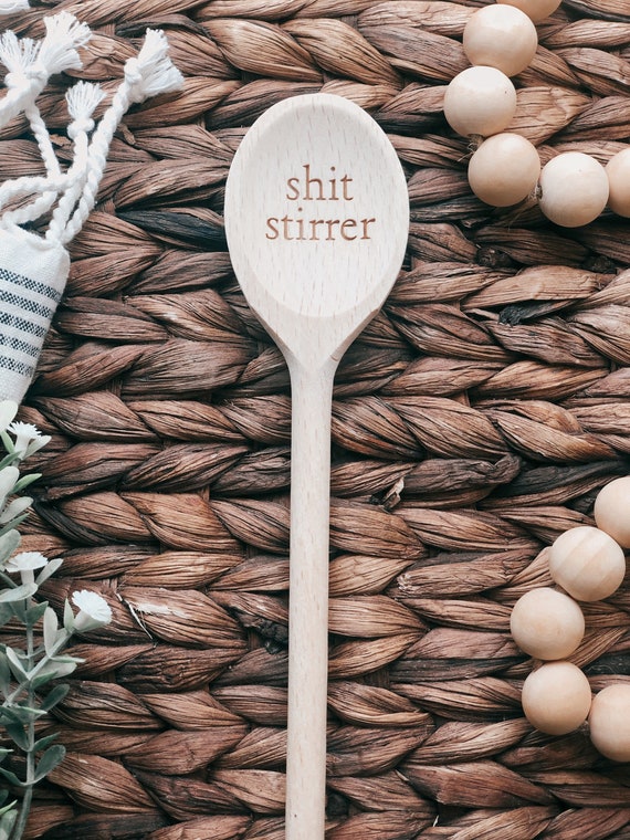 Shit Stirrer Spoon Funny Wooden Spoons Mother's Day | Etsy