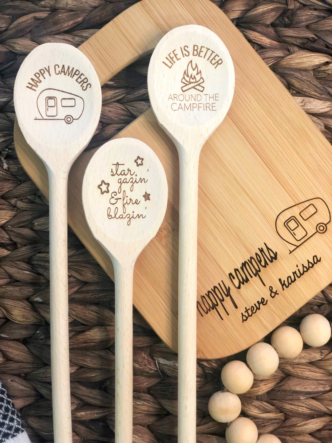Happy Camper Spoon Set | Custom Camper Spoons | Last Minute Gift | Wood ...