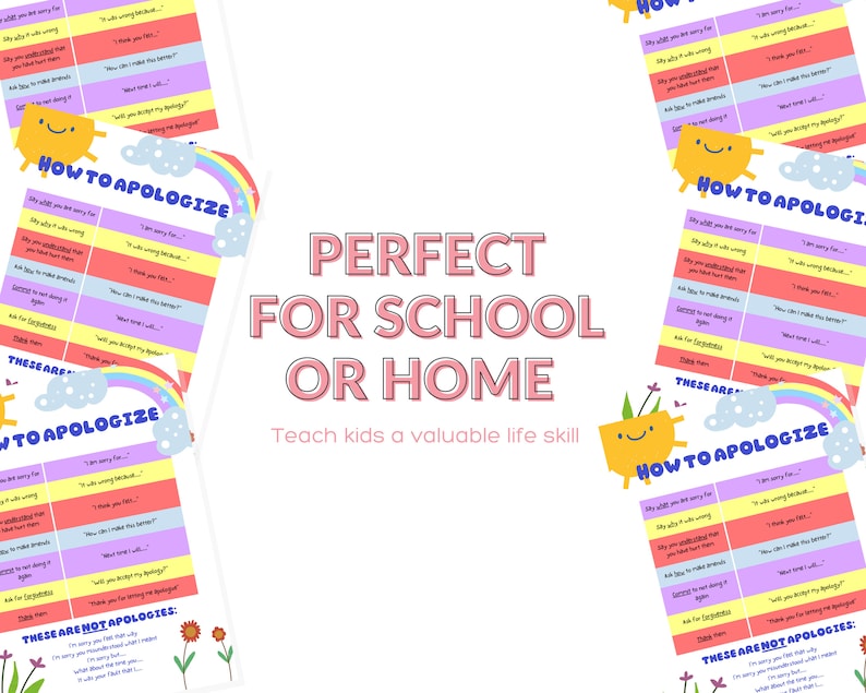 Printable How to Apologize Poster for Kids - Mental Health and Feelings ...