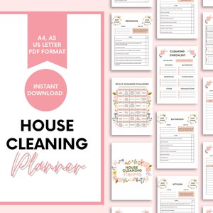 Printable House Cleaning Planner Checklist Kit Deep Cleaning Checklists ...