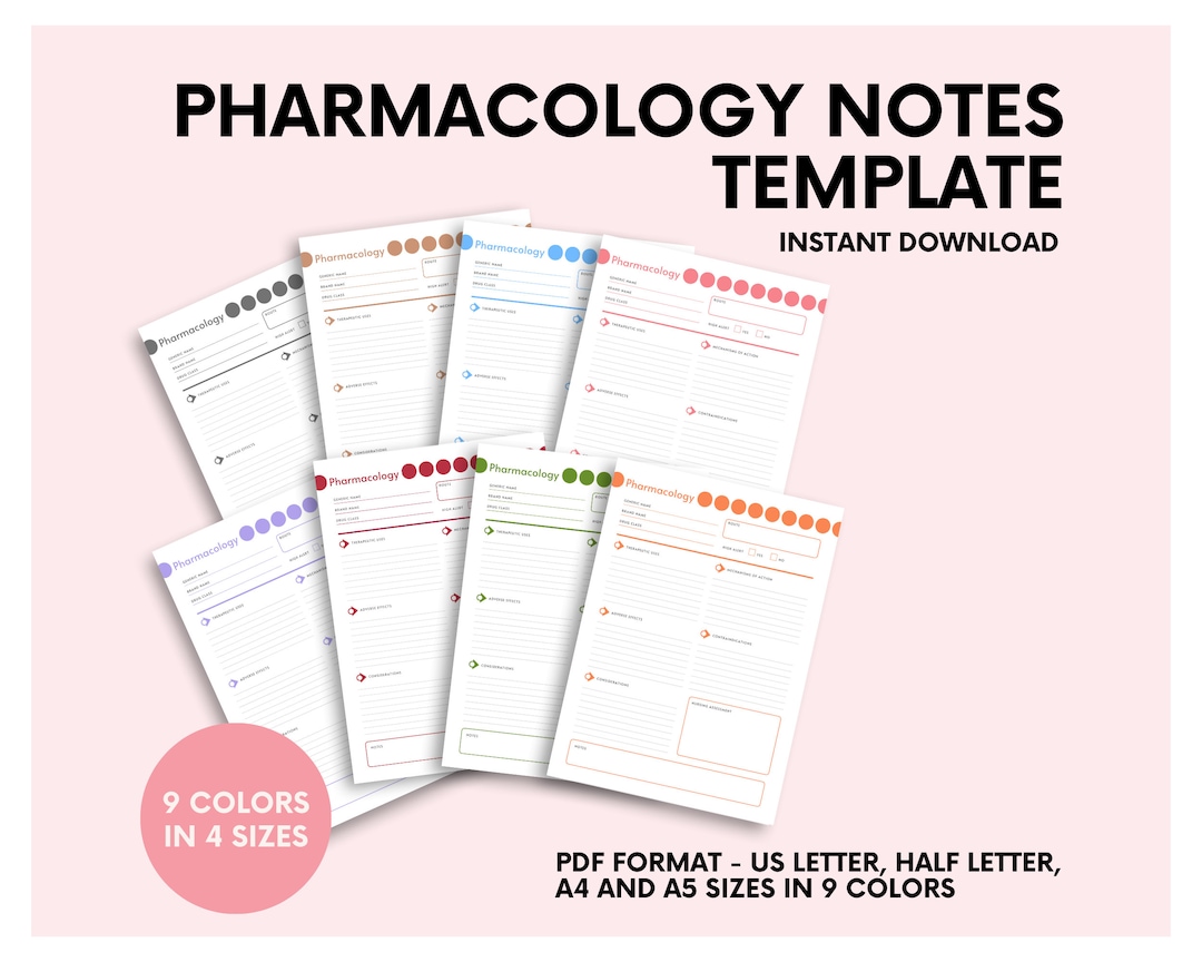 Pharmacology Template Notes - Nursing - Study Guide Aid - Nurse in the ...