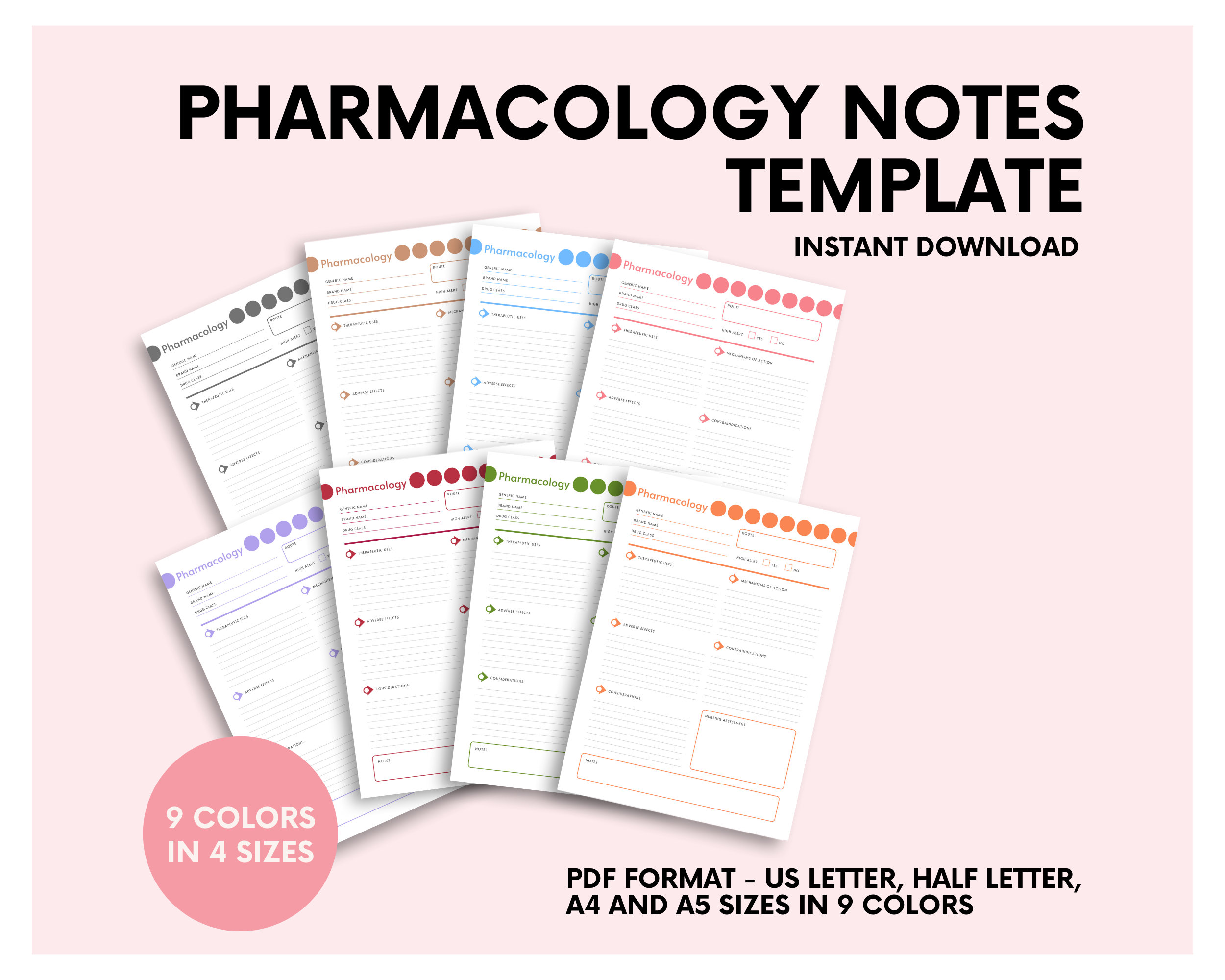 Pharmacology Template Notes - Nursing - Study Guide Aid - Nurse in the ...