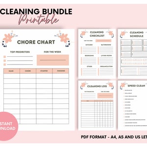Printable Cleaning Bundle | House Cleaning Checklist Kit | Chore Chart ...
