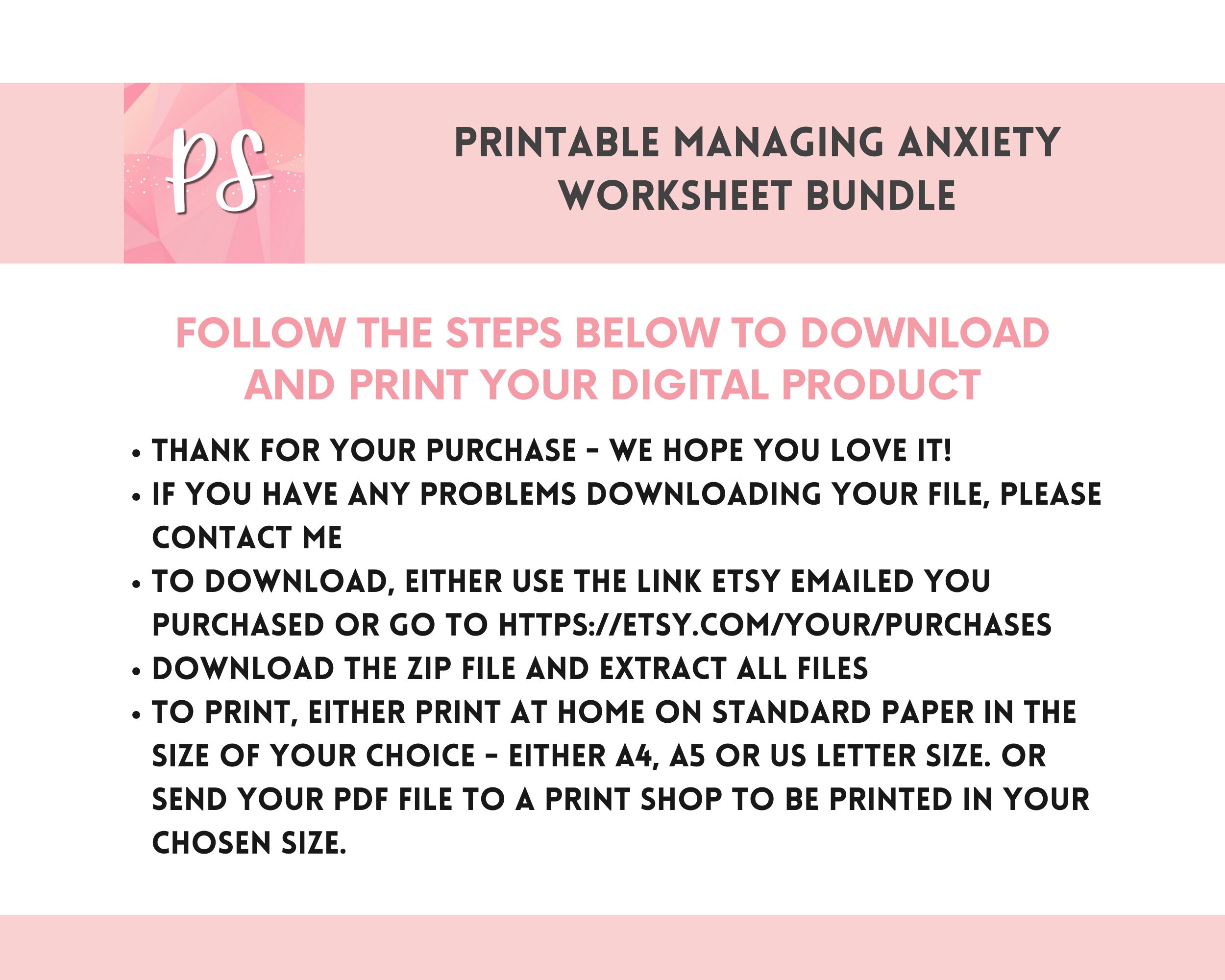 Printable Managing Anxiety Worksheets Bundle Anxiety Relief Anxiety ...