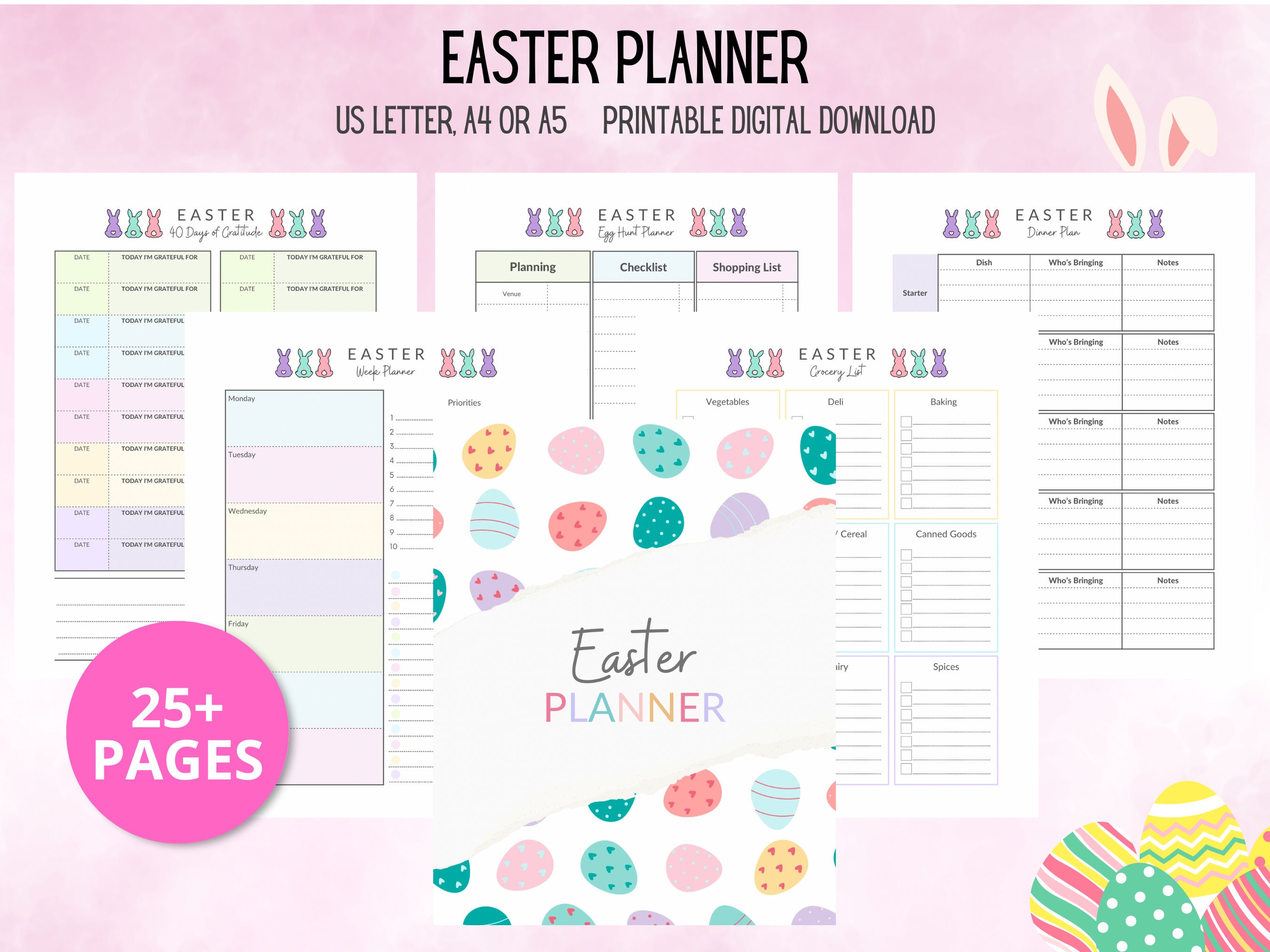 Printable Easter Planner Ultimate Easter Planner With Easter Checklist, Menu Planner, Grocery ...