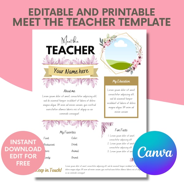 Meet the Teacher Template - Etsy