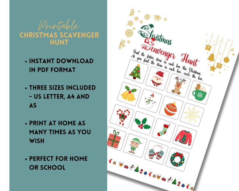 Christmas Scavenger Hunt Printable Treasure Hunt I Spy - Etsy