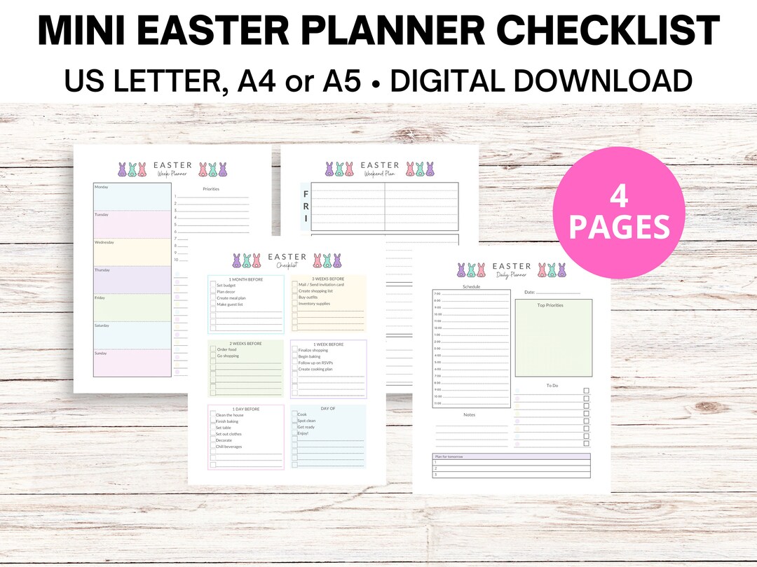 Mini Easter Planner and Checklist | Daily Planner, Weekly Planner ...
