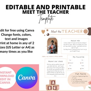 Editable Meet the Teacher Template Boho Style Personalize in Canva ...