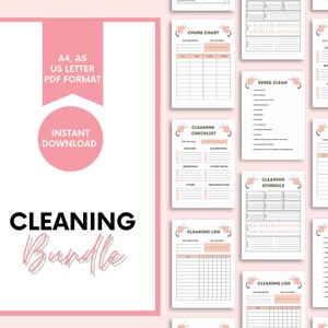 Printable Cleaning Bundle | House Cleaning Checklist Kit | Chore Chart ...