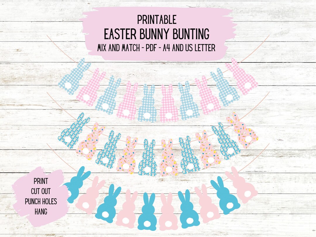 Printable Easter Bunting Banner Bunny Garland | Mix and Match ...