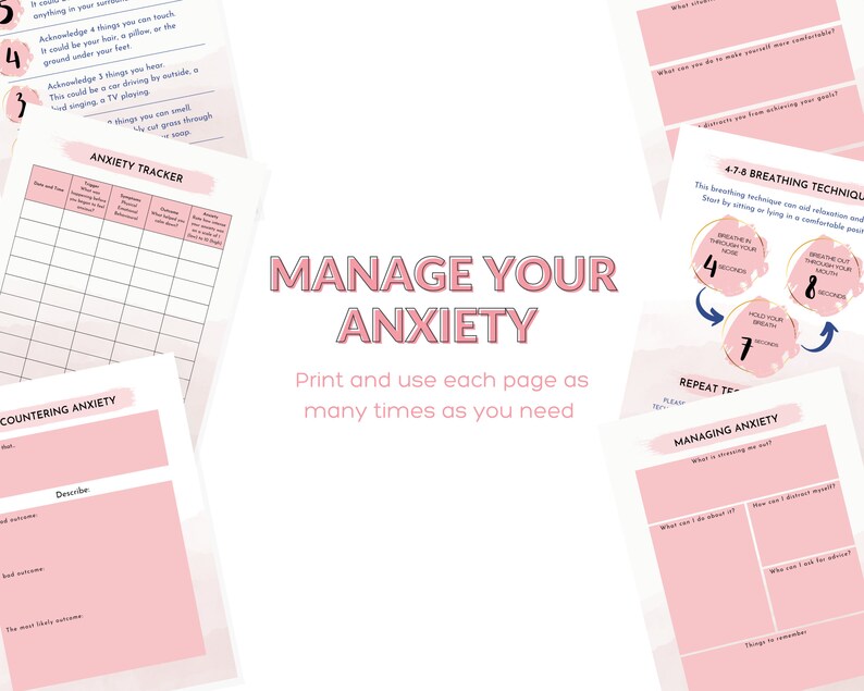 Printable Managing Anxiety Worksheets Bundle - Anxiety Relief - Anxiety ...