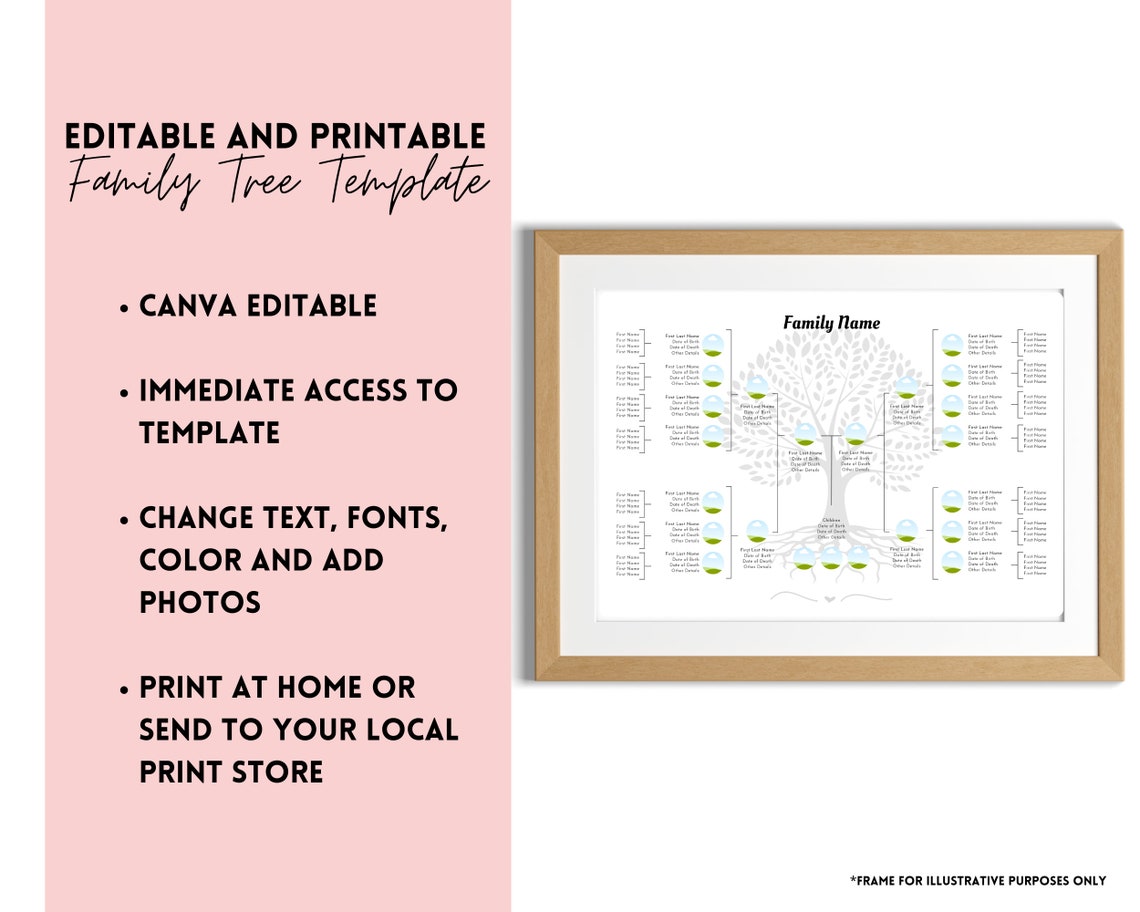 Editable Family Tree Template - Family Tree Chart Printable - 5 ...