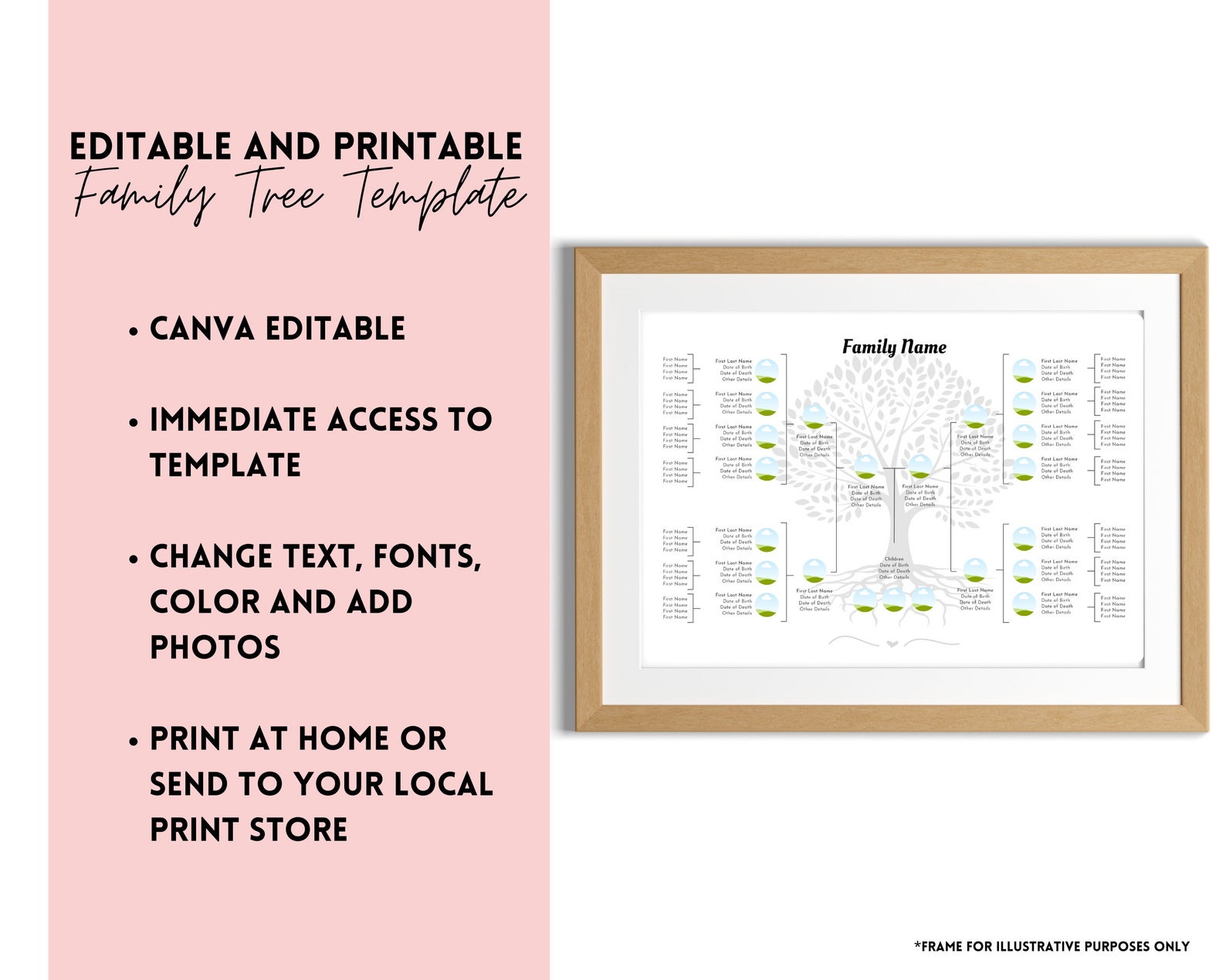 Editable Family Tree Template - Family Tree Chart Printable - 5 ...