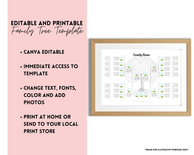 Editable Family Tree Template - Family Tree Chart Printable - 5 ...