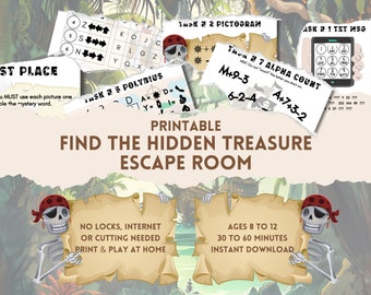 Escape Room for Kids Printable Escape Room Pirate Treasure Hunt Escape ...