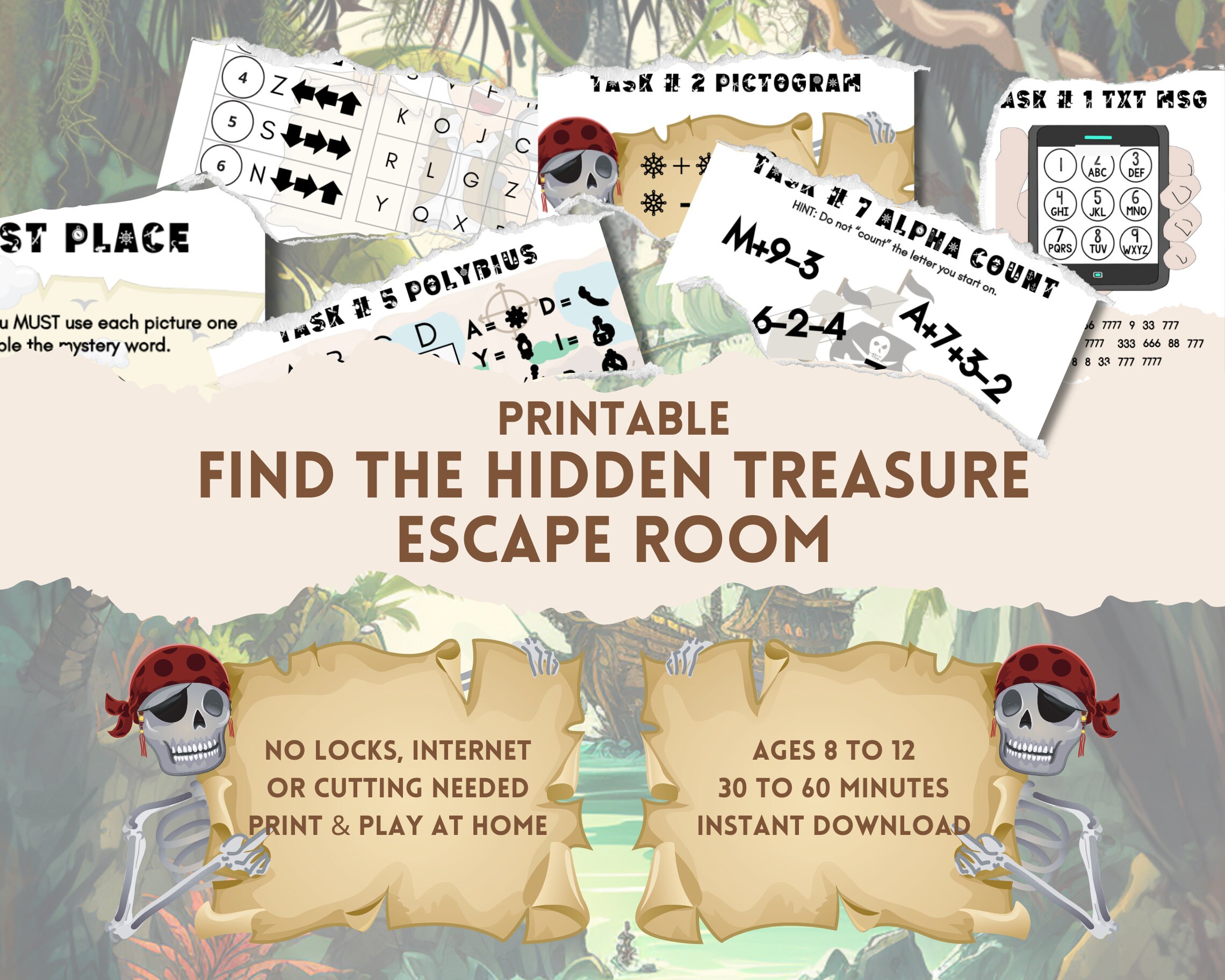 Printable Escape Room for Kids - Pirate Themed Find the Hidden Treasure ...