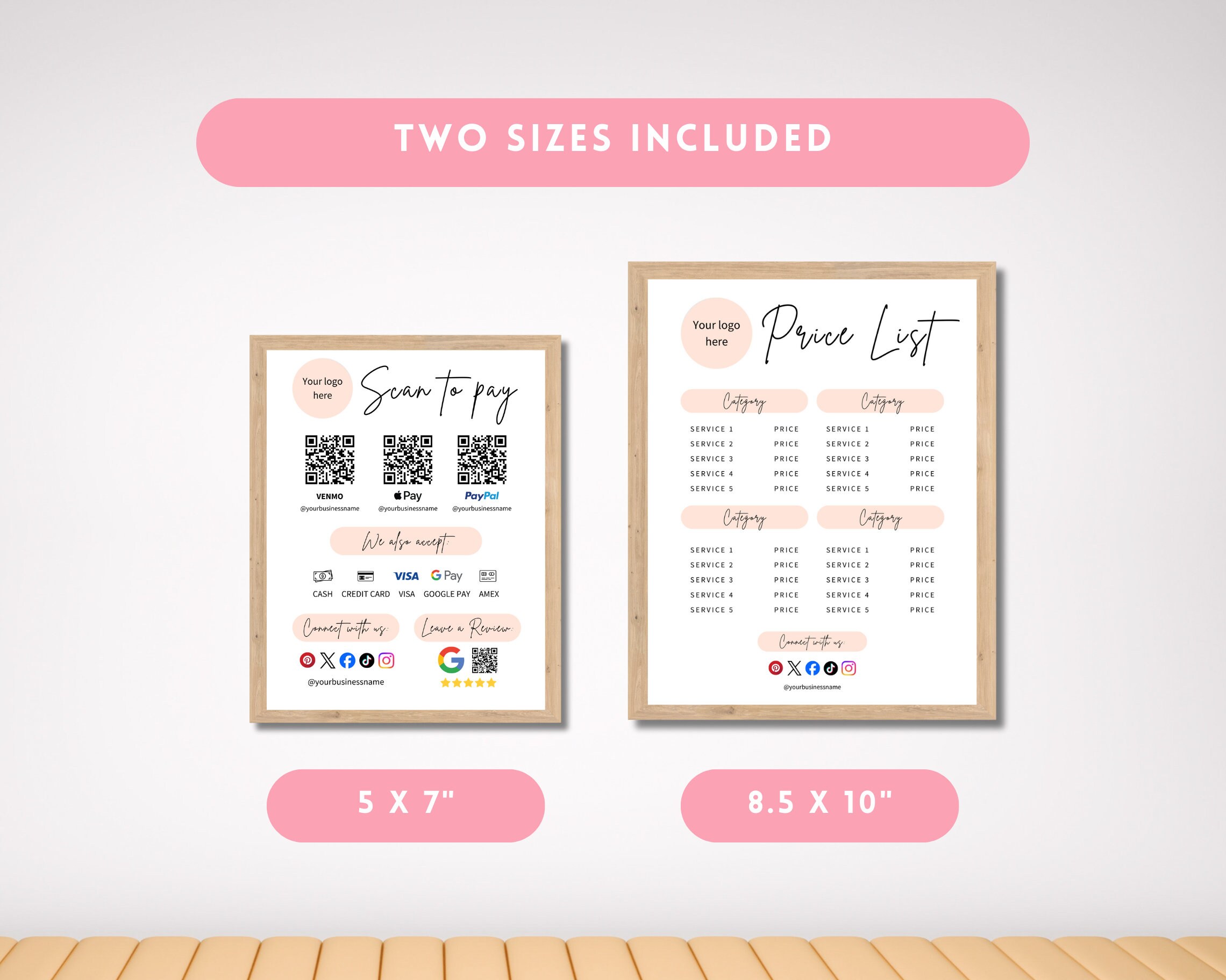 Editable Printable Scan to Pay QR Code Bundle Including Price List and ...