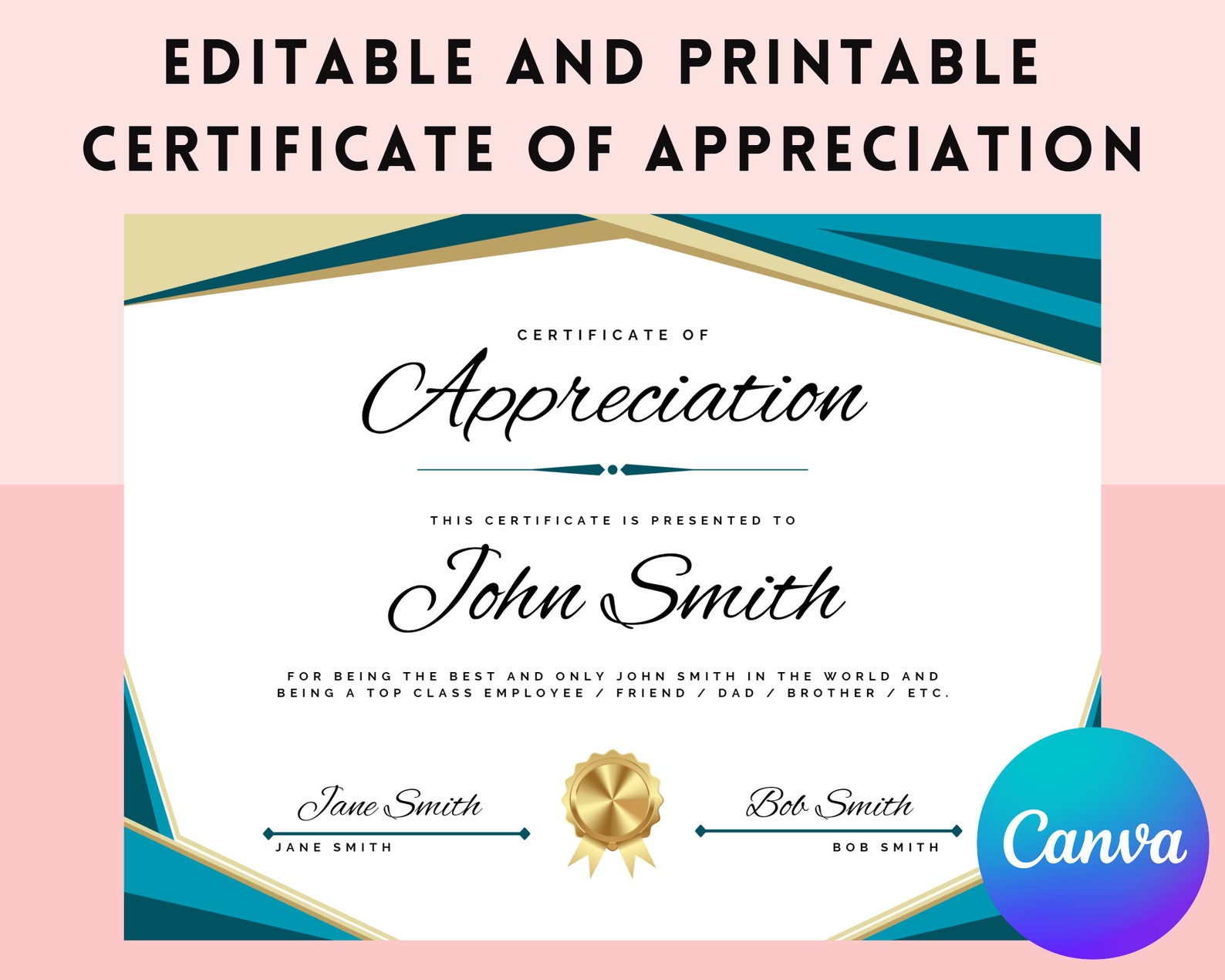 Editable Printable Certificate of Appreciation Template in Size 8.5" X ...