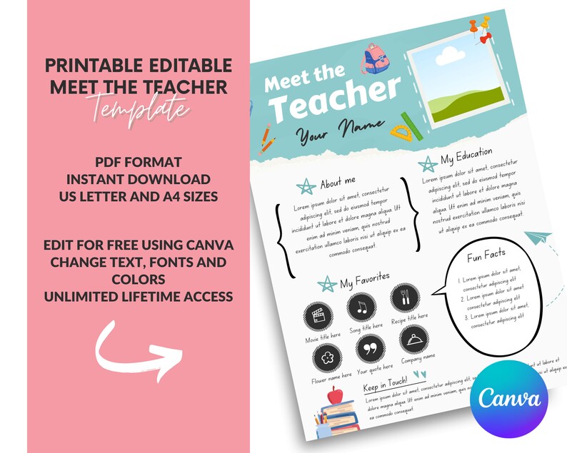 Plantilla editable para conocer al profesor Personalización minimalista ...