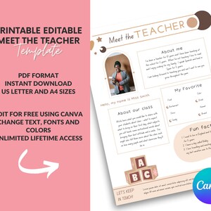 Editable Meet the Teacher Template Boho Style Personalize in Canva ...
