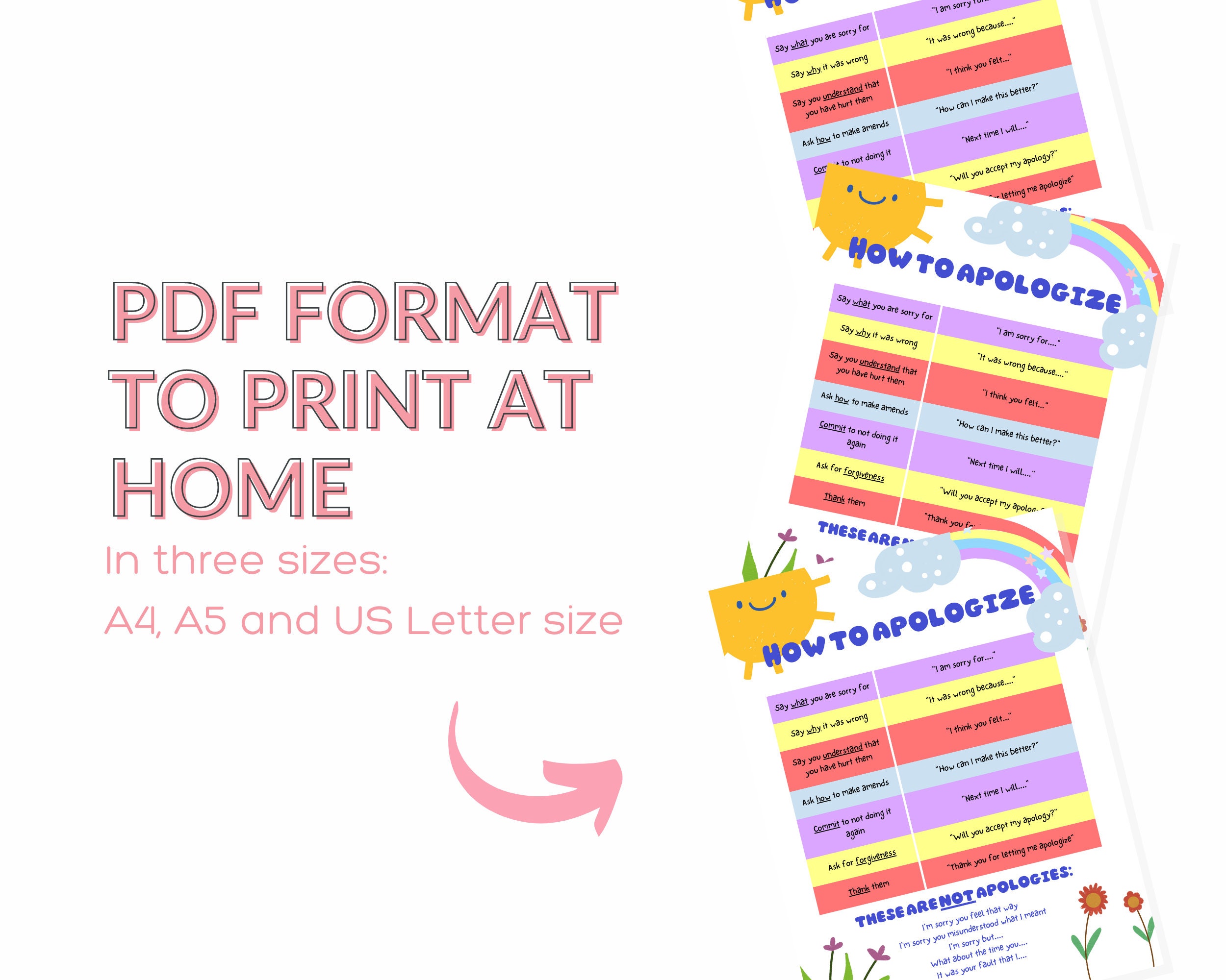 Printable How to Apologize Poster for Kids - Mental Health and Feelings ...