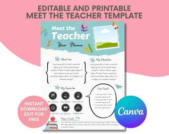 Meet the Teacher Editable Template Back to School Printable - Etsy