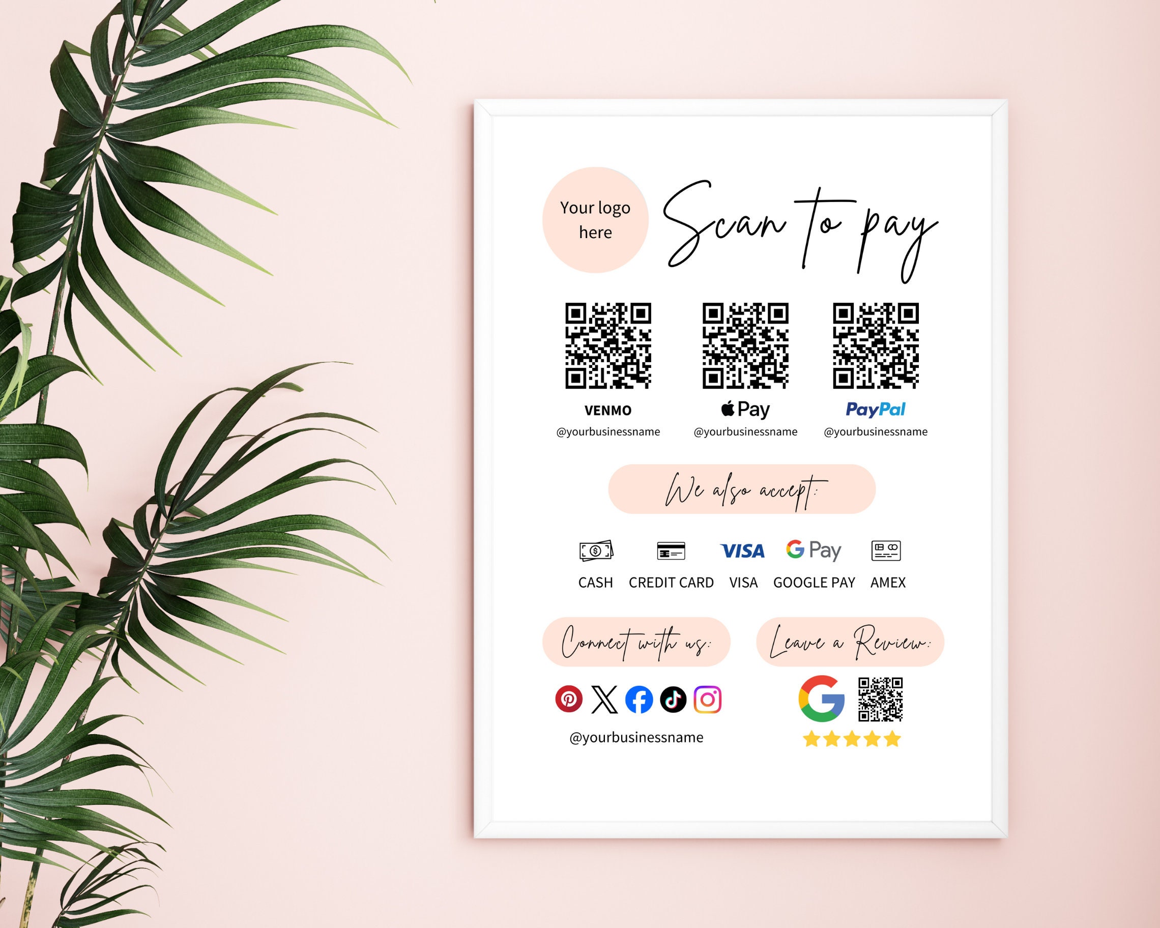 Editable Printable Scan to Pay QR Code Bundle Including Price List and ...