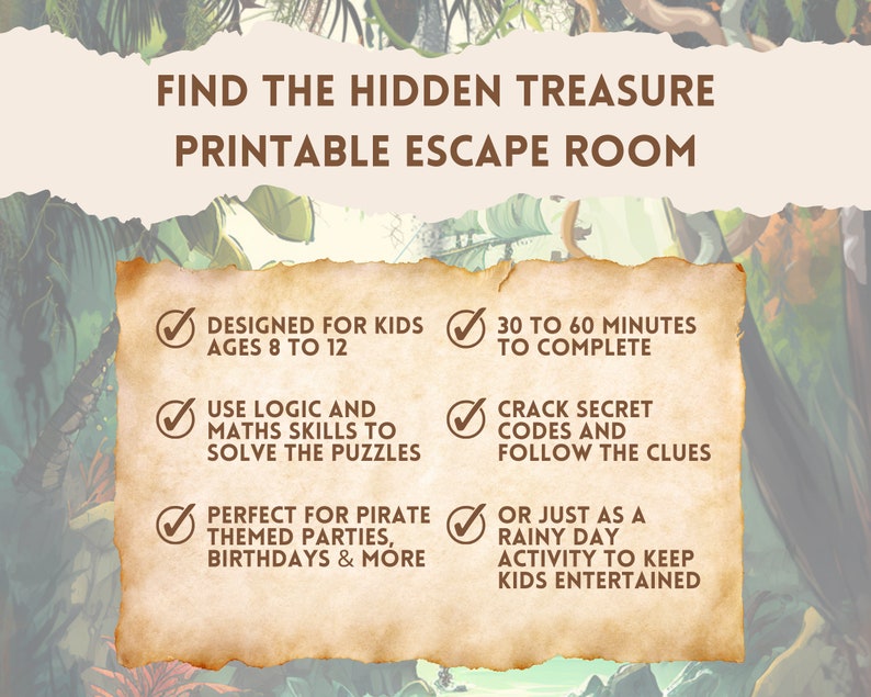Printable Escape Room for Kids Pirate Themed Find the Hidden Treasure ...