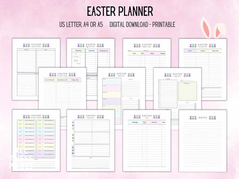 Printable Easter Planner | Ultimate Easter Planner With Easter Checklist, Menu Planner, Grocery ...