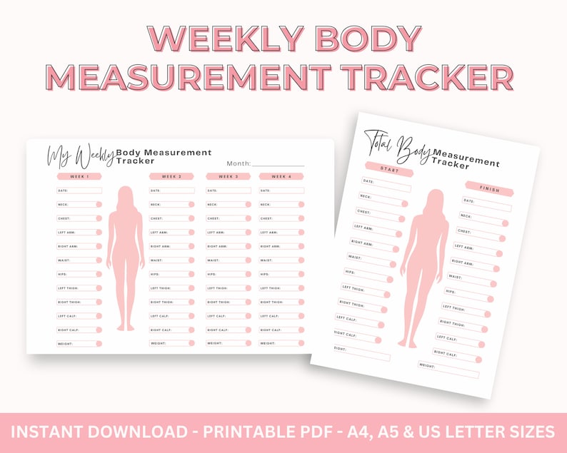 Weekly Body Measurement Tracker Printable Womens Track 11 Body ...
