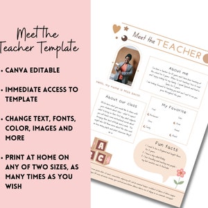 Editable Meet the Teacher Template Boho Style Personalize in Canva ...
