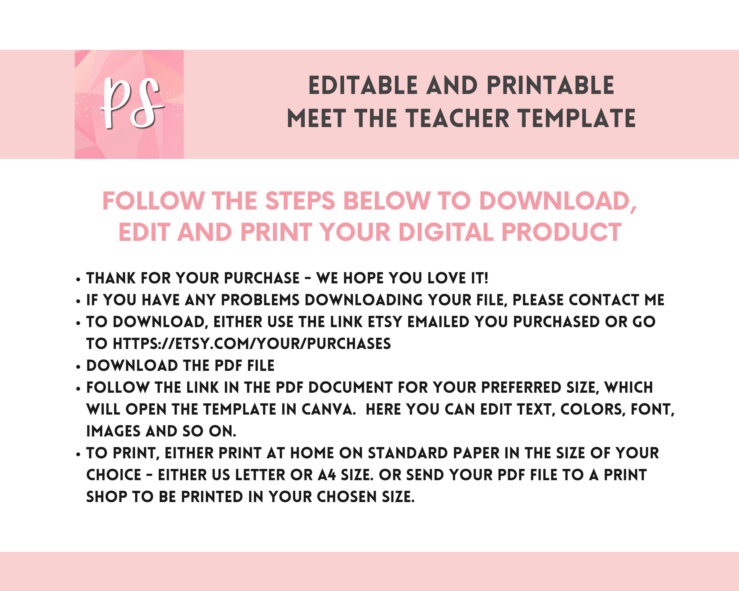 Editable Meet the Teacher Template - Pink Floral - Personalize in Canva ...