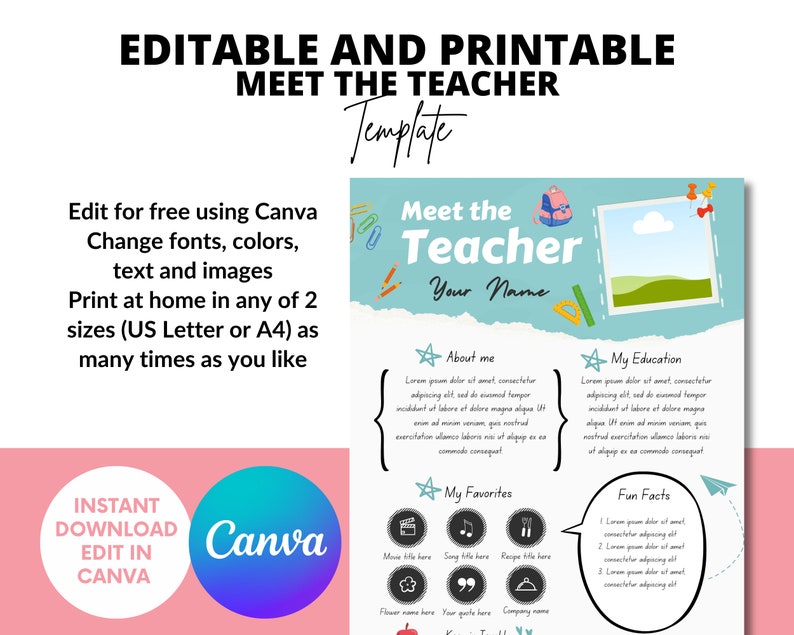Editable Meet the Teacher Template Modern Minimal Personalize in Canva ...