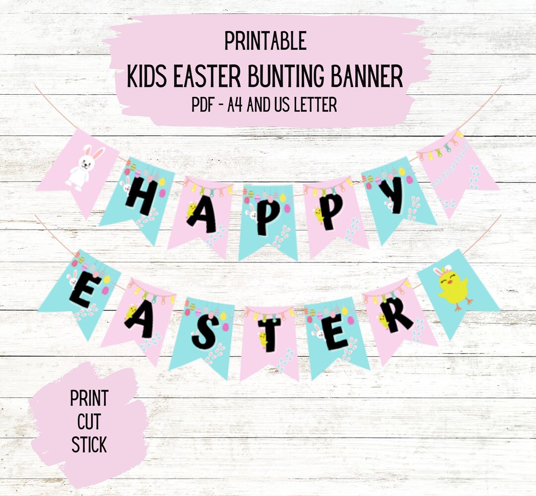 Printable Easter Bunting Banner Garland | Happy Easter Banner ...