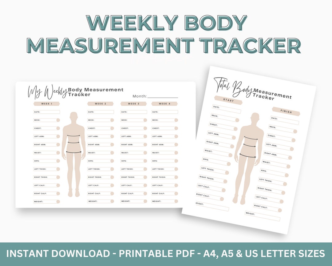 Weekly Body Measurement Tracker Printable Mens Neutral Minimal Track 11 ...