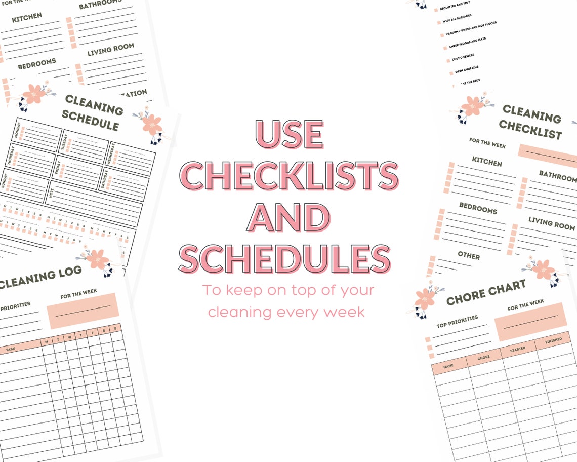 Printable Cleaning Bundle House Cleaning Checklist Kit Chore Chart ...