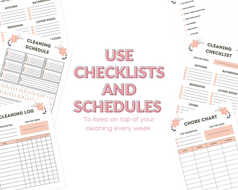 Printable Cleaning Bundle | House Cleaning Checklist Kit | Chore Chart ...