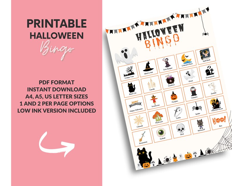Halloween Bingo Printable Game Perfect for Kids or Family - Etsy