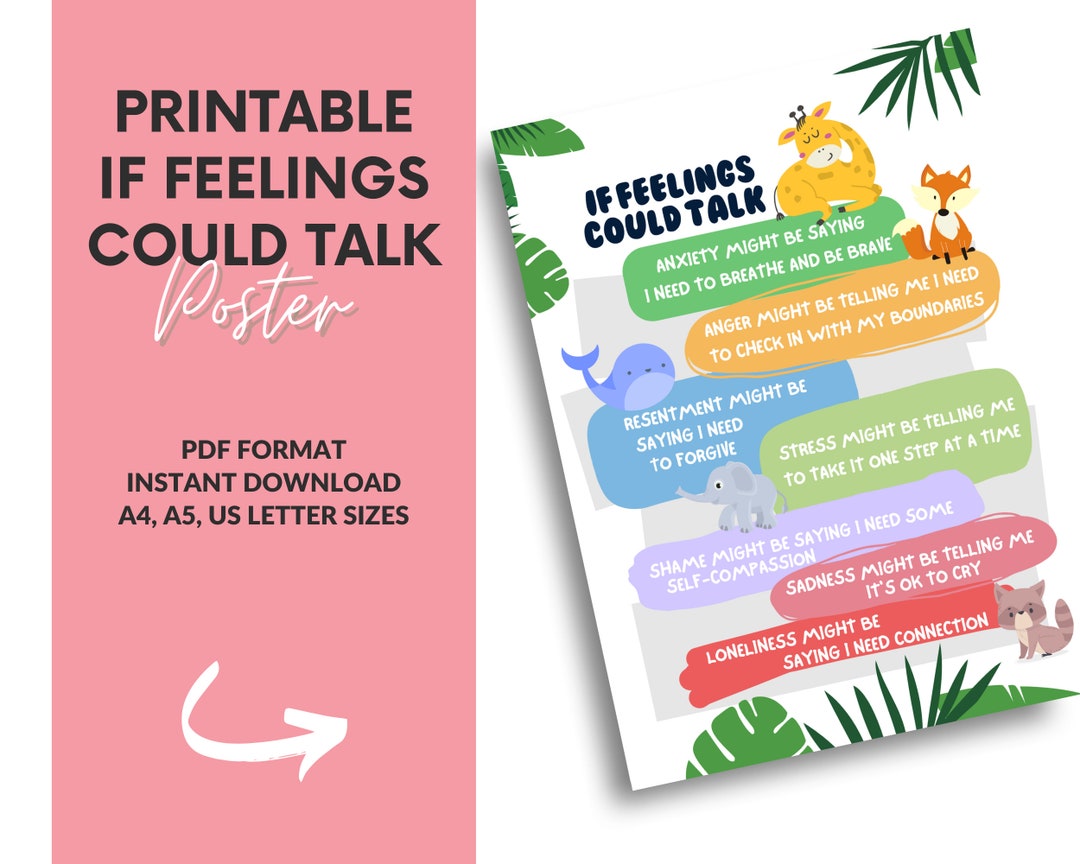 Printable If Feelings Could Talk Poster for Kids - Mental Health and ...