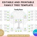 Editable Family Tree Template - Family Tree Chart Printable - 5 ...