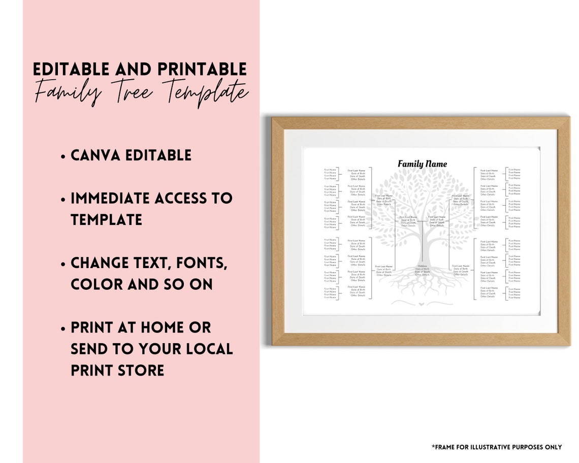 Editable Family Tree Template - Family Tree Chart Printable - 5 ...
