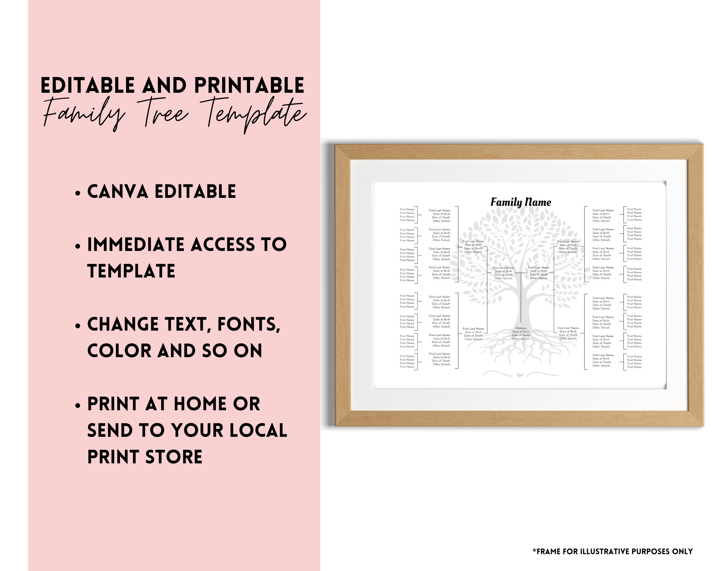 Editable Family Tree Template - Family Tree Chart Printable - 5 ...