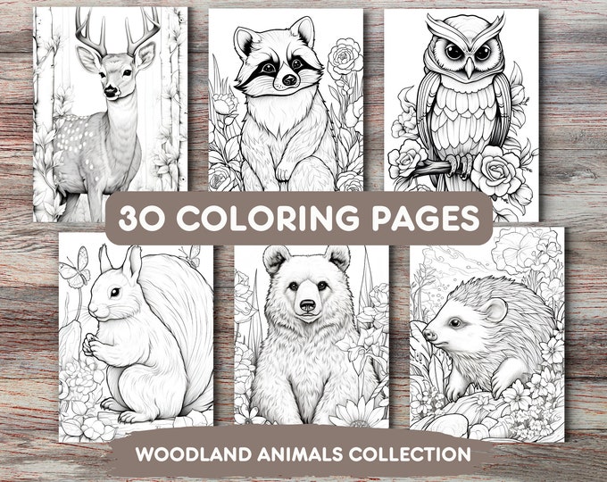 50 Little Forest Animals Wearing Clothes | Woodland Animals Coloring ...