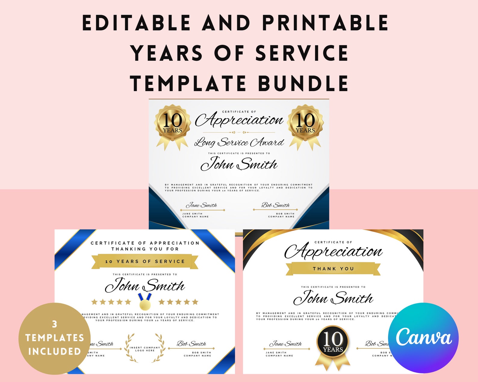 Editable Printable Certificate of Appreciation for Employee Years of ...