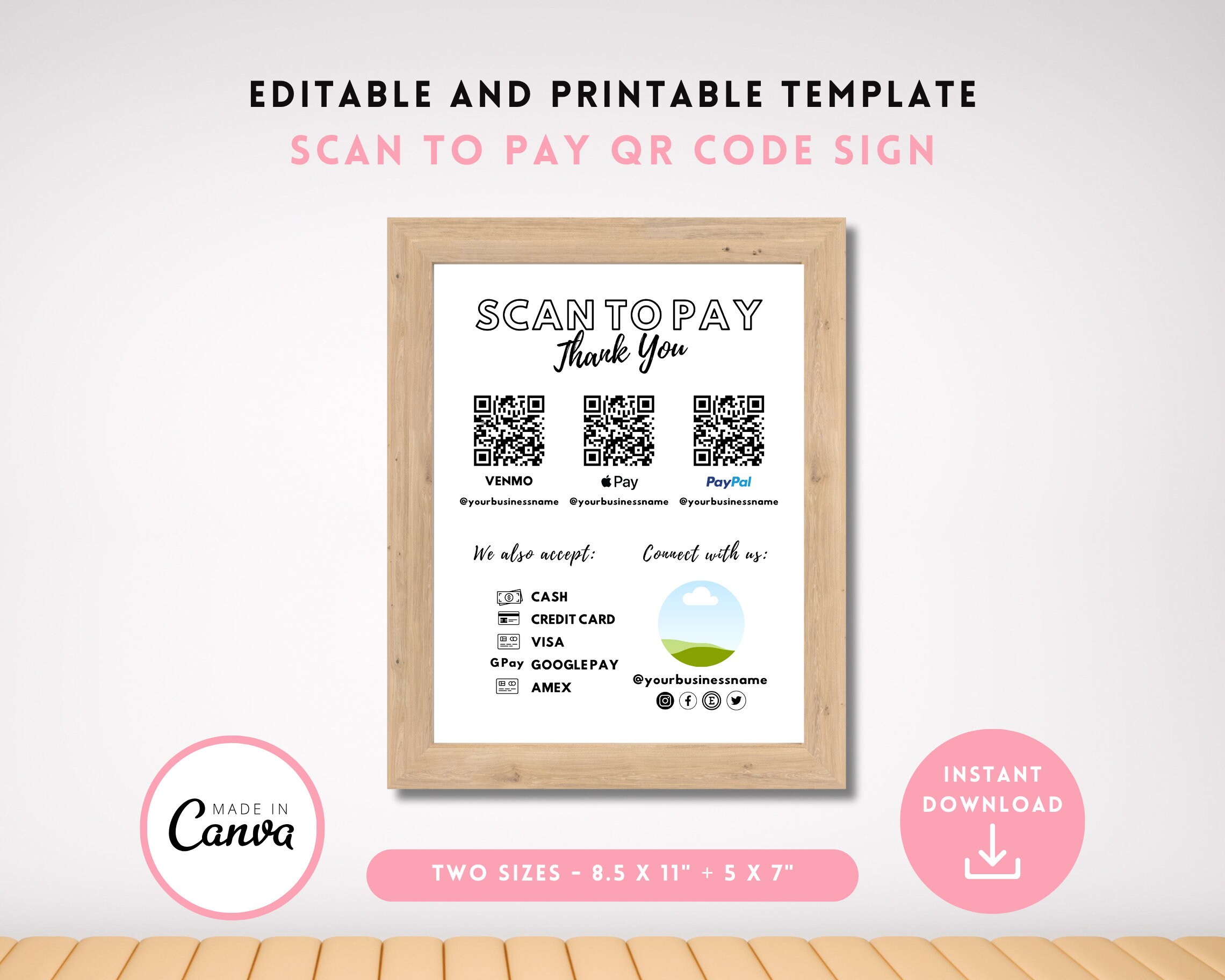 Scan to Pay QR Code Payment Sign Template Customise and Print at Home ...